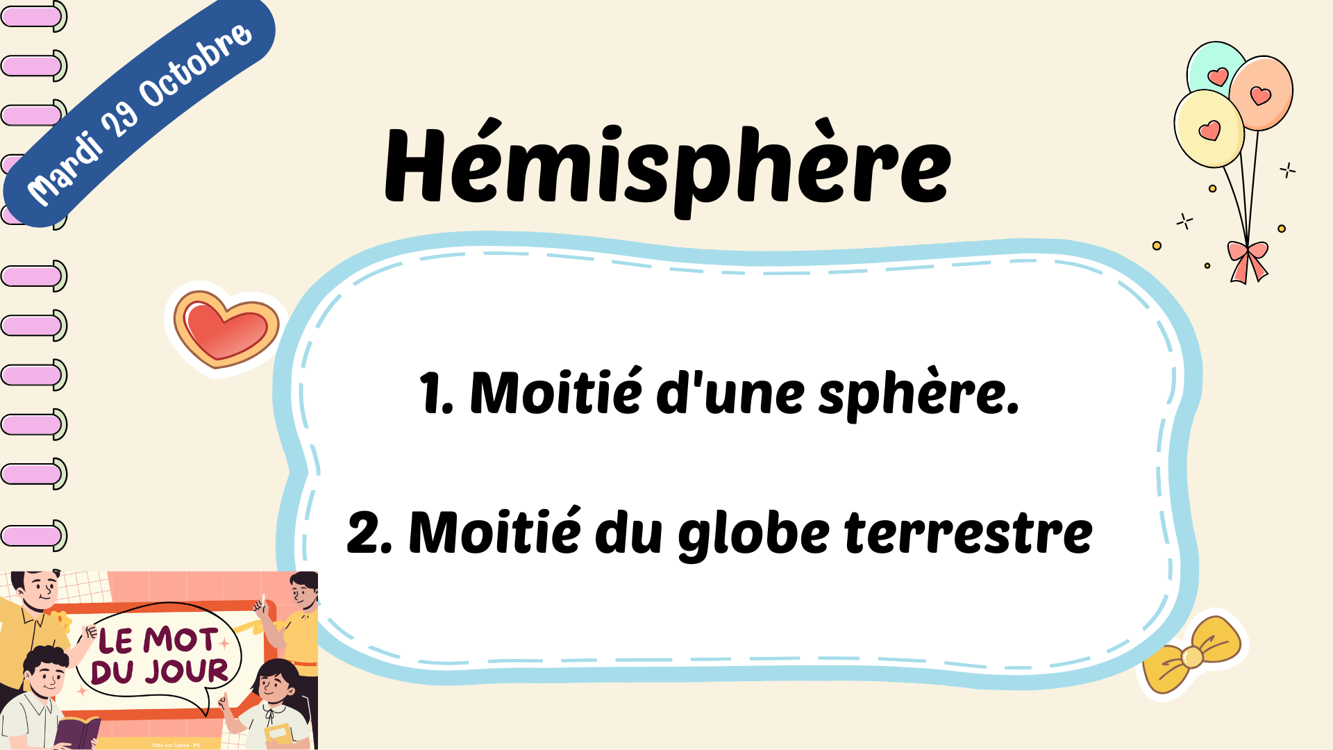 Le mot du jour - Semaine du 28 AU 31 octobre - Collège de Normandie Nouméa
