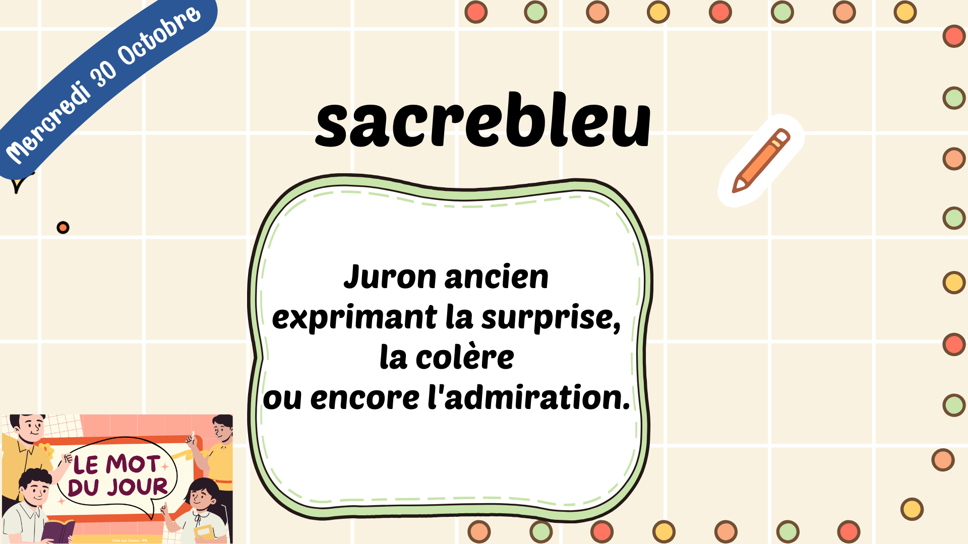 Le mot du jour - Semaine du 28 AU 31 octobre - Collège de Normandie Nouméa